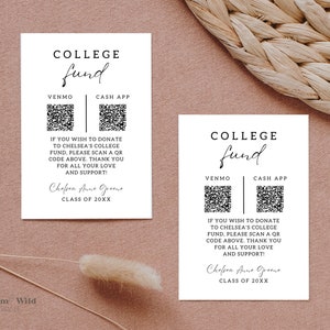 Insert Card Graduation, Graduation 2 QR Codes Insert, College Fund ...