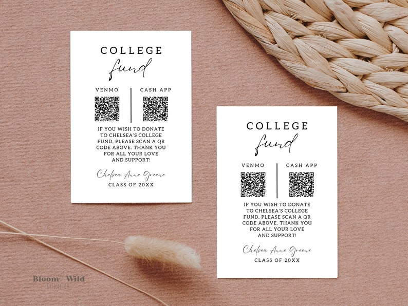Insert Card Graduation, Graduation 2 QR Codes Insert, College Fund ...