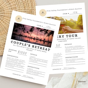 Silent Auction Item Description Sheet, Printable Silent Auction ...