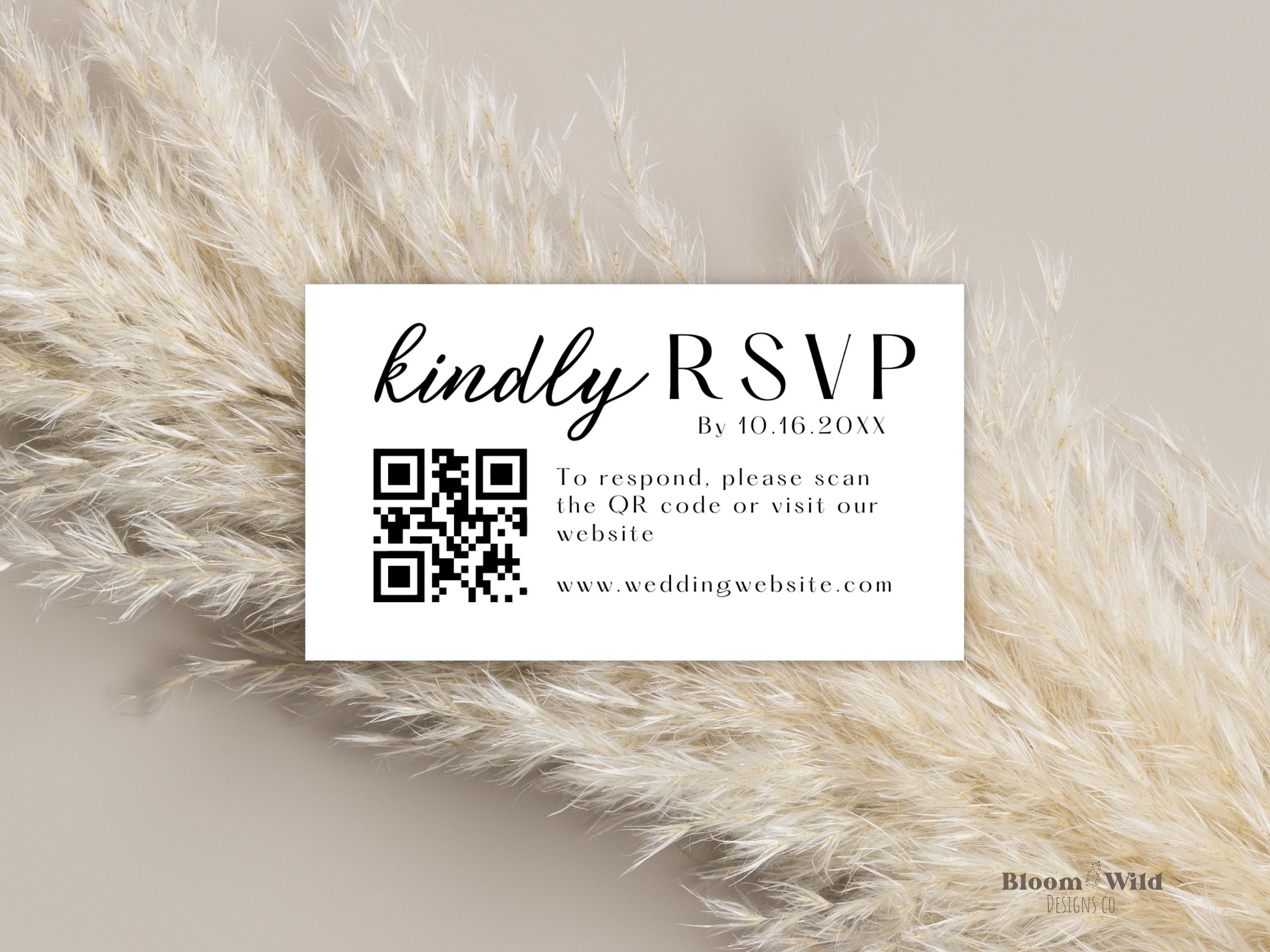 QR Code Business Card Rsvp, Minimalist Wedding Reply Card, QR Code ...