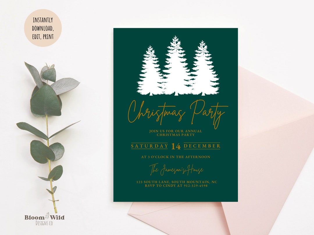 Minimalist Christmas Party Invitation, Business Christmas Party Invites ...