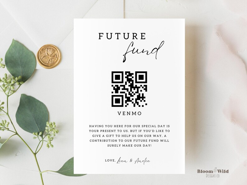 Future Fund QR Code Sign, Wedding Wishing Well QR Canva, Shower ...