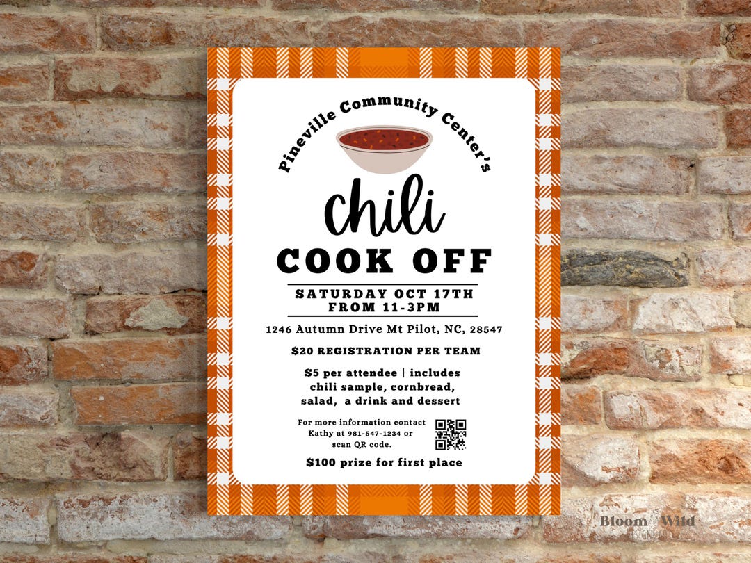 Chili Cookoff Flyer, Chili Cookoff Invitation, Chili Cook off Flyer ...
