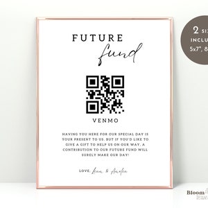 Future Fund QR Code Sign, Wedding Wishing Well QR Canva, Shower ...