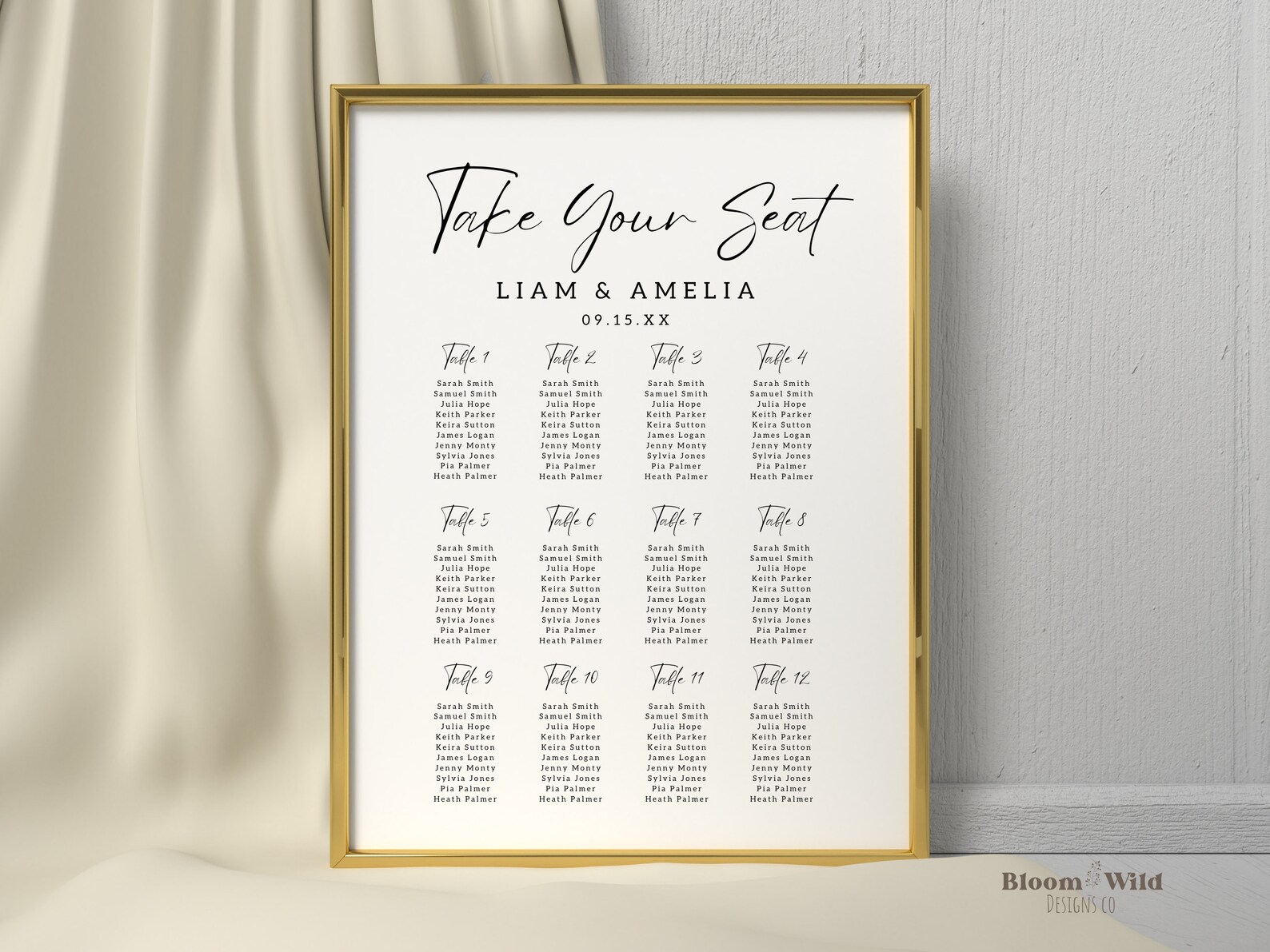 Canva Template Wedding Seating Chart Modern Minimalist - Etsy