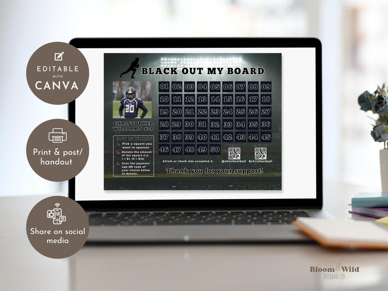 Football Squares Fundraiser, Football Fundraiser Template, Pick A Day ...