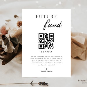 Future Fund Venmo Sign, Wedding Wishing Well With QR Code Canva, Couple ...