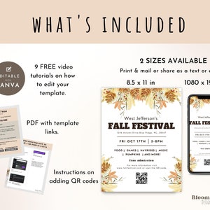 Fall Festival Flyer Canva, Editable Fall Festival Invitation, Harvest ...