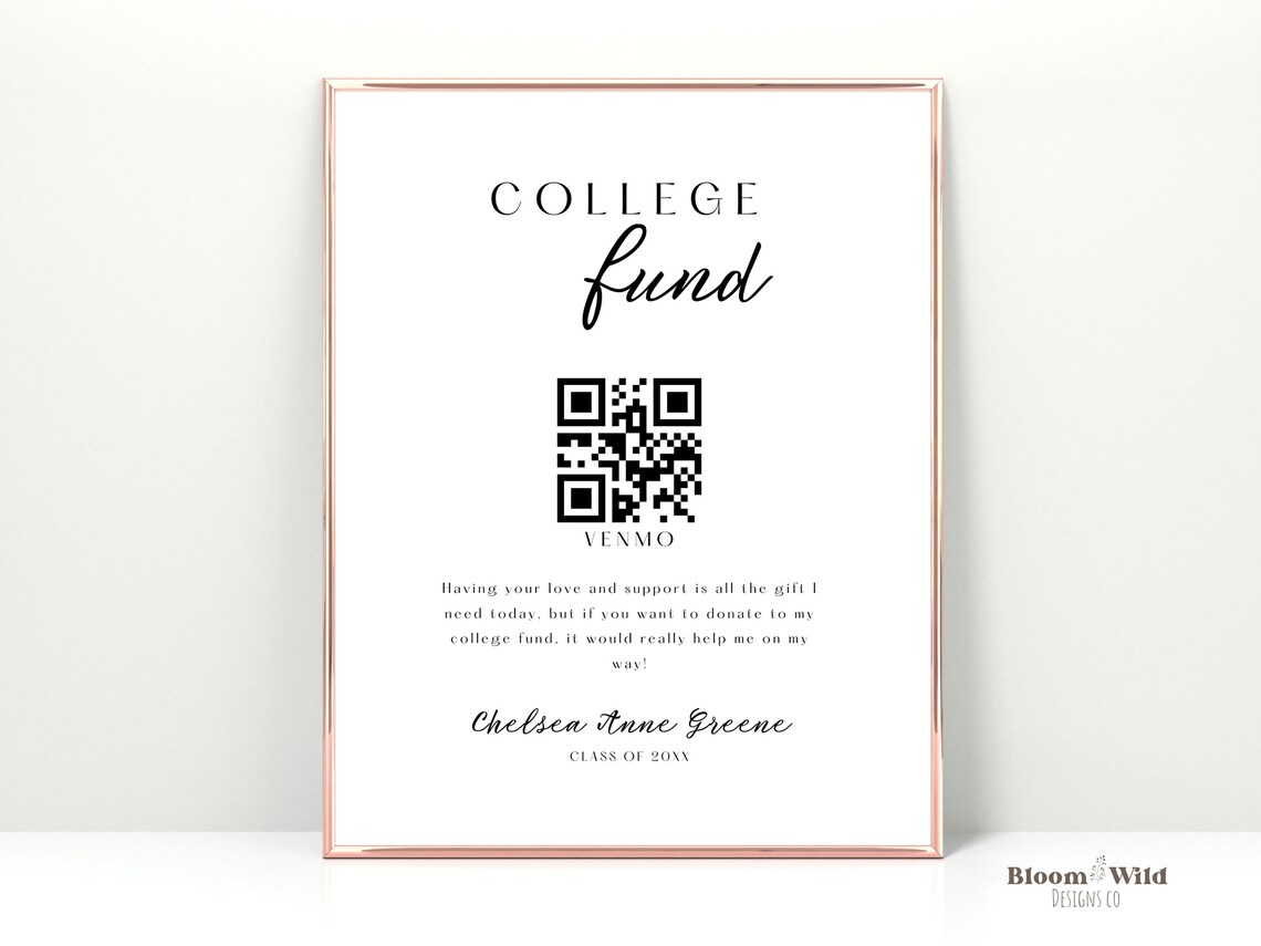 College Fund QR Code Canva Venmo QR Code Grad Graduation - Etsy