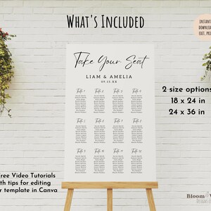 Canva Template Wedding Seating Chart, Modern Minimalist Wedding Seating ...