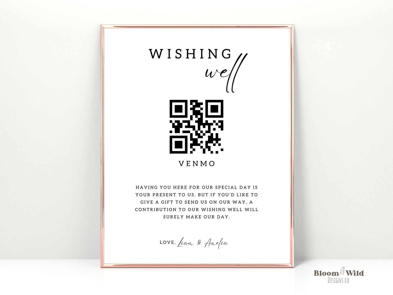Minimalist Wishing Well Card Template Wedding Wishing Well Qr - Etsy