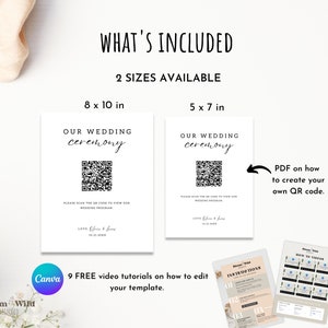 Qr Code Wedding Program Sign Canva, Wedding Ceremony Template QR Code ...