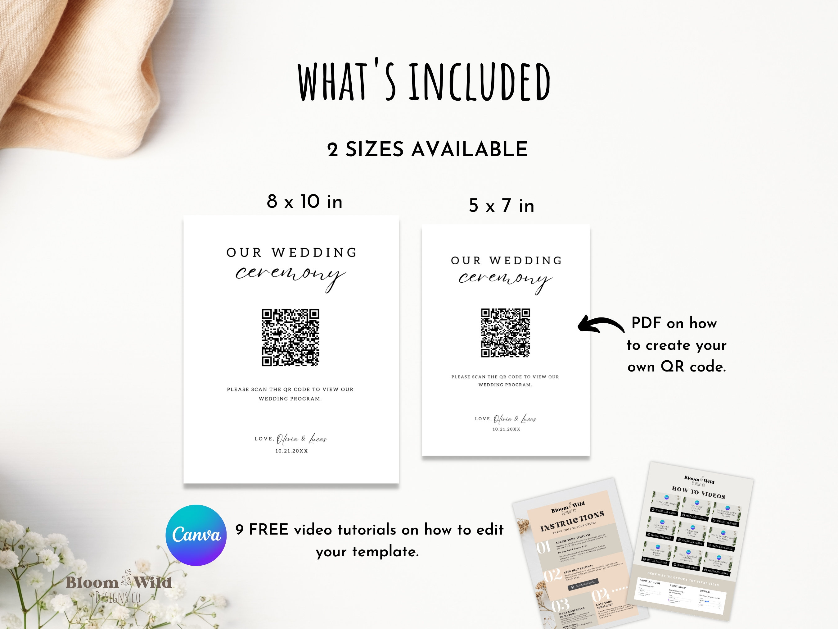 Qr Code Wedding Program Sign Canva, Wedding Ceremony Template QR Code ...
