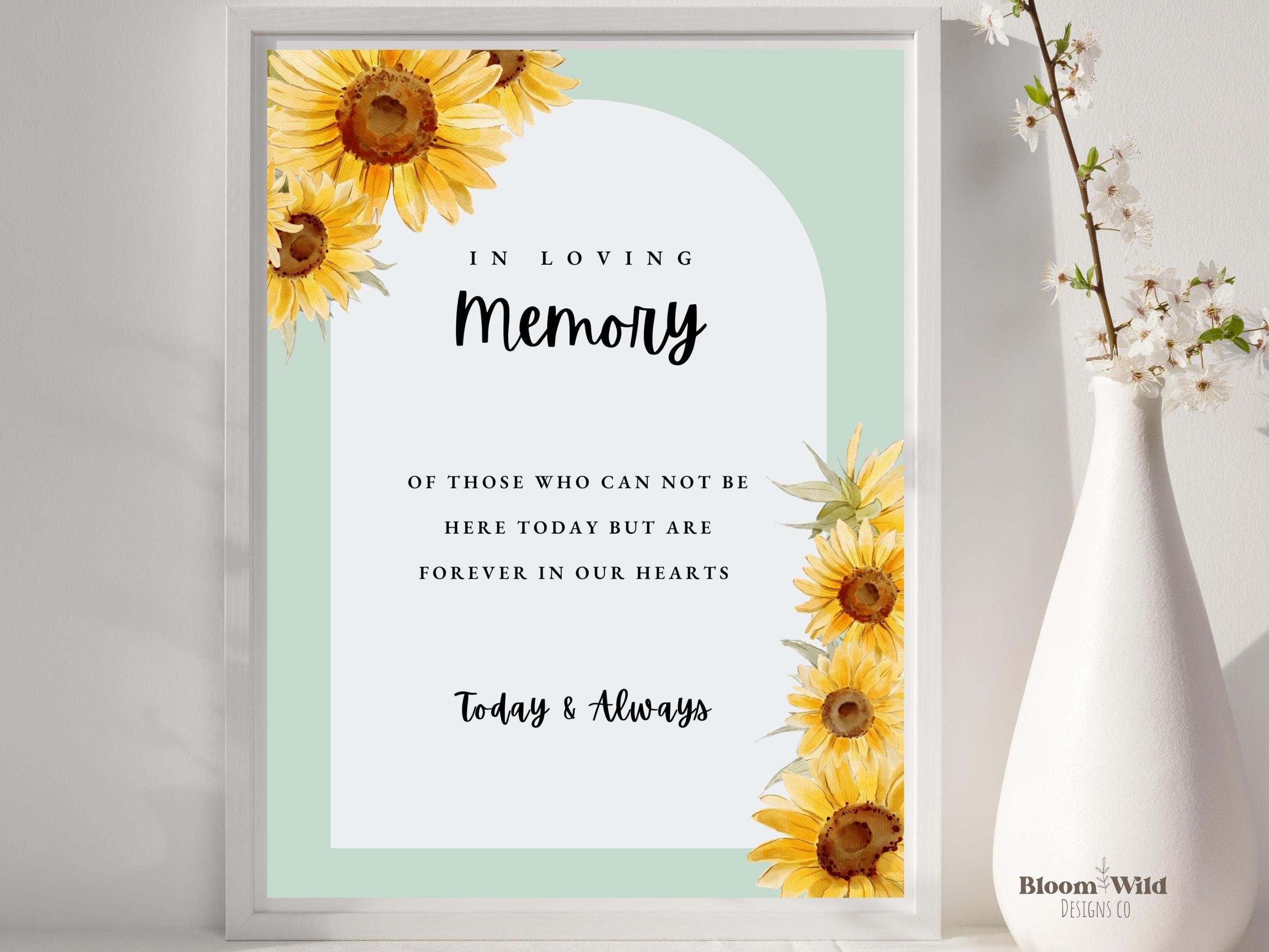 In Memory Sign Template in Memory of Wedding Sign Sunflower - Etsy