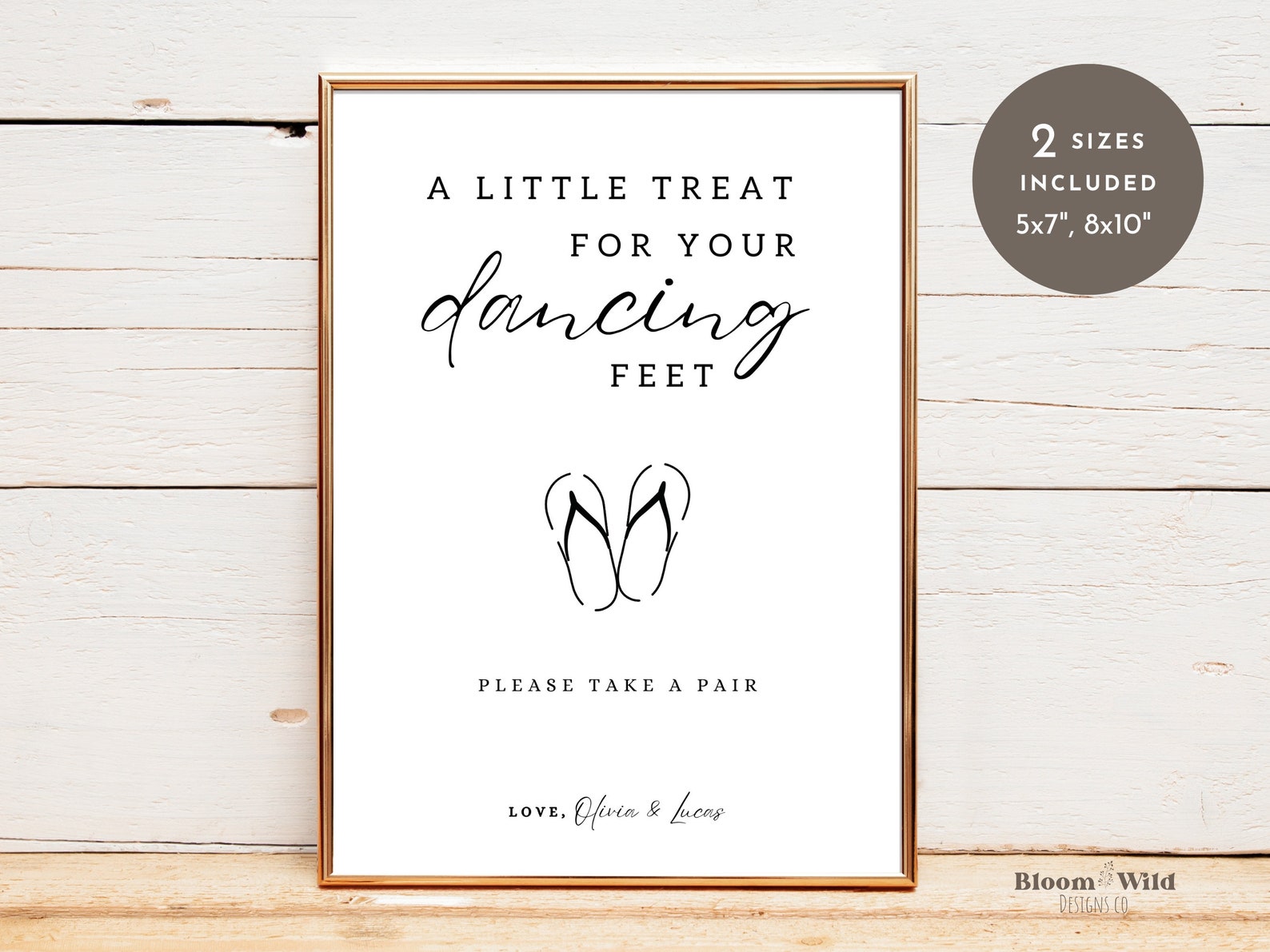 Treat for Your Dancing Feet Sign, Minimalist Wedding Flip Flop Sign ...