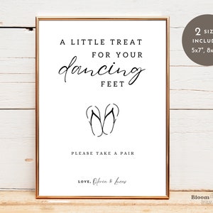 Treat for Your Dancing Feet Sign, Minimalist Wedding Flip Flop Sign ...