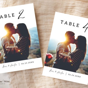 Wedding Table Numbers With Photos Template, Photo Table Number Canva ...