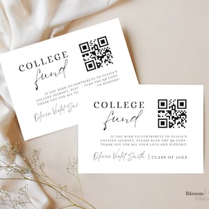 Graduation Party Invitation Insert, Graduation QR Code, College Fund ...