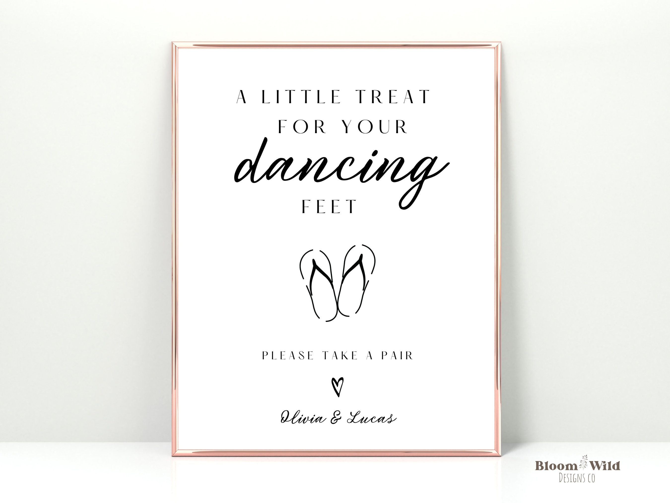 Modern Boho Wedding Flip Flop Sign, Treat for Your Dancing Feet Sign ...