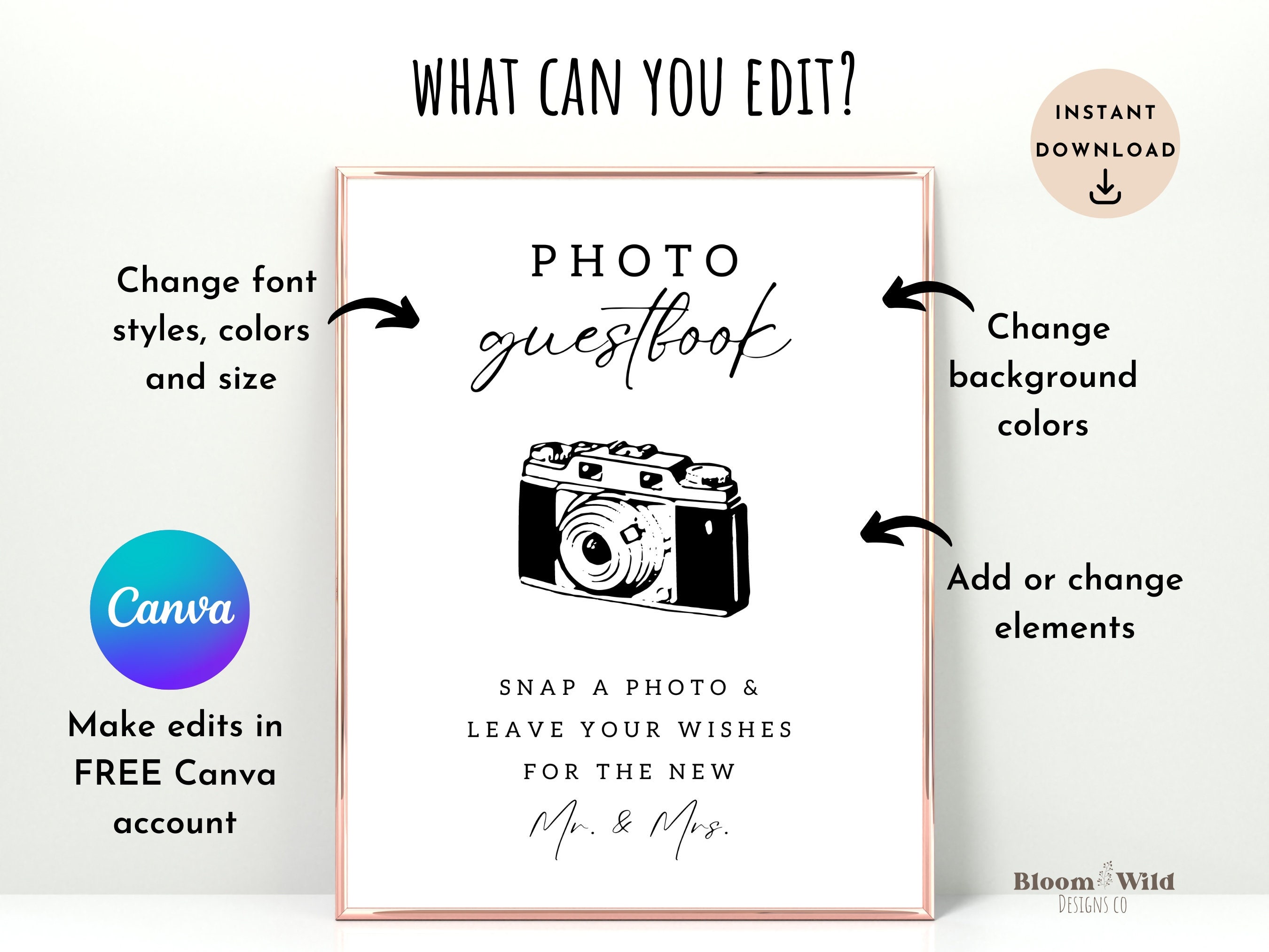 Canva Photobook Sign, Photo Guestbook Sign Template Canva, Photobook ...