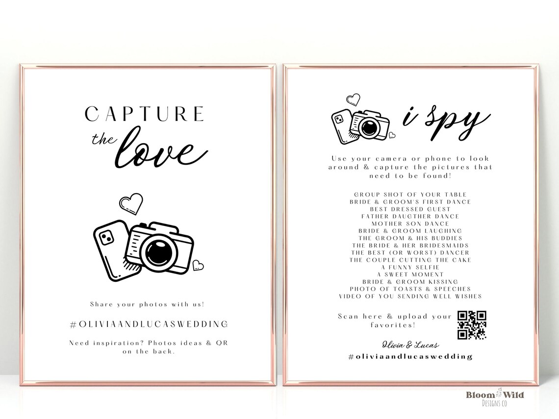 I Spy Wedding Qr Code, Capture the Love Wedding Printable Sign, QR Code ...