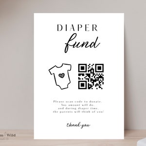 Diaper Fund Sign Canva, Baby Shower Venmo Sign, Printable Minimalist ...