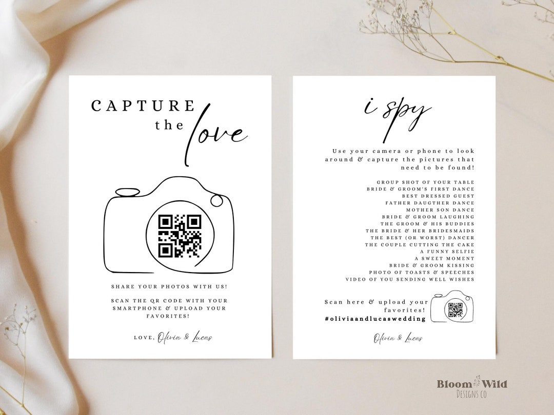I Spy Wedding Photo Game Template, Capture the Love Qr Code Card, Photo ...