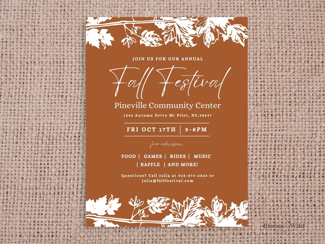 Flyer for A Fall Festival, Fall Festival Invitation Template, Printable ...