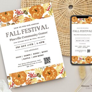 Fall Festival Invitation Templates, Pumpkin Festival Flyer Canva ...