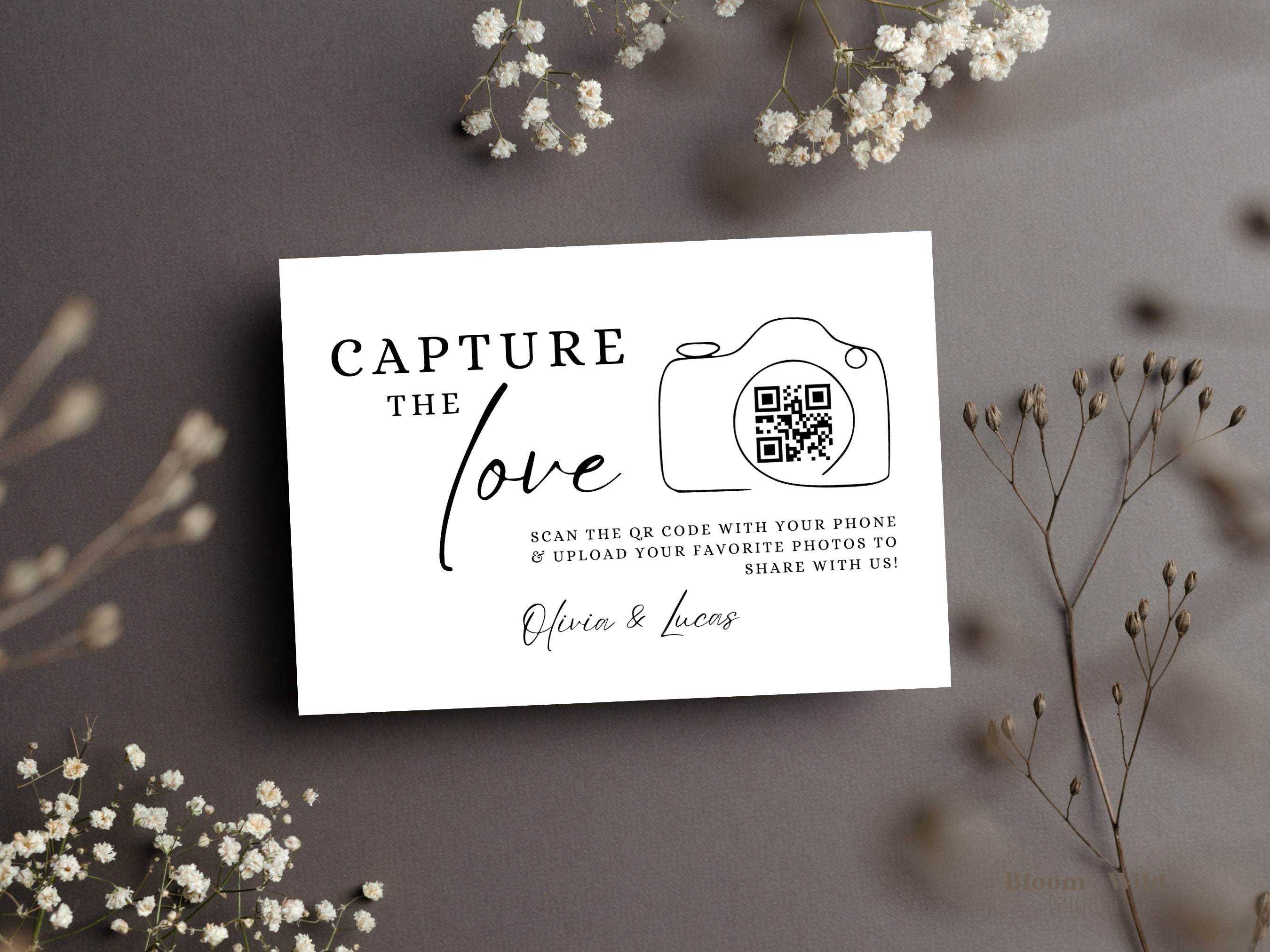 Capture the Love Qr Code Wedding Card, QR Code for Photo Sharing ...