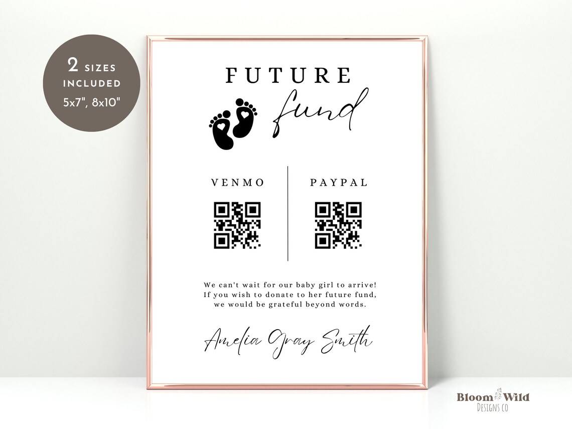 Baby Shower Qr Code Sign, Future Fund QR Code, Baby Fund Qr Code, Qr ...