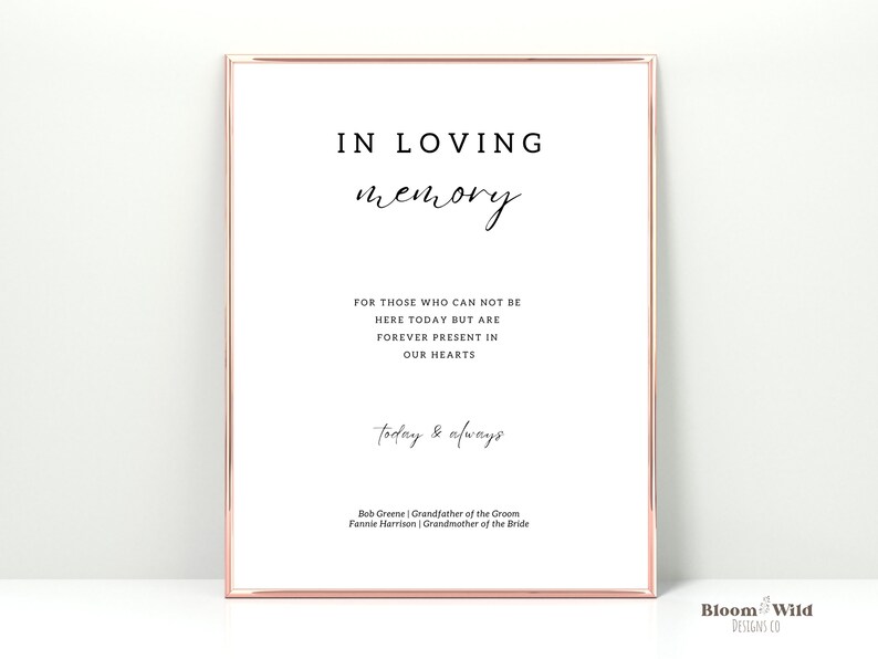 In Loving Memory Template for Wedding Canva, Modern Loving Memory Sign ...