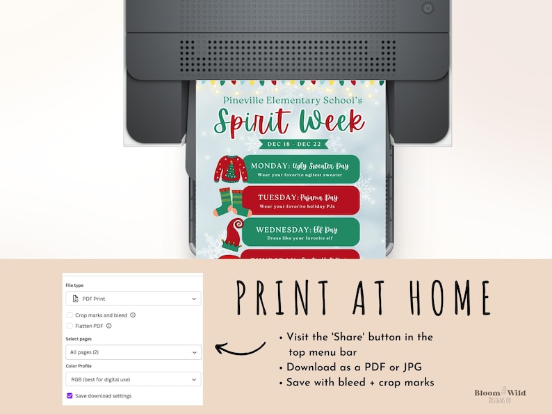 Christmas Spirit Week Flyer, School Christmas Spirit Week Canva ...