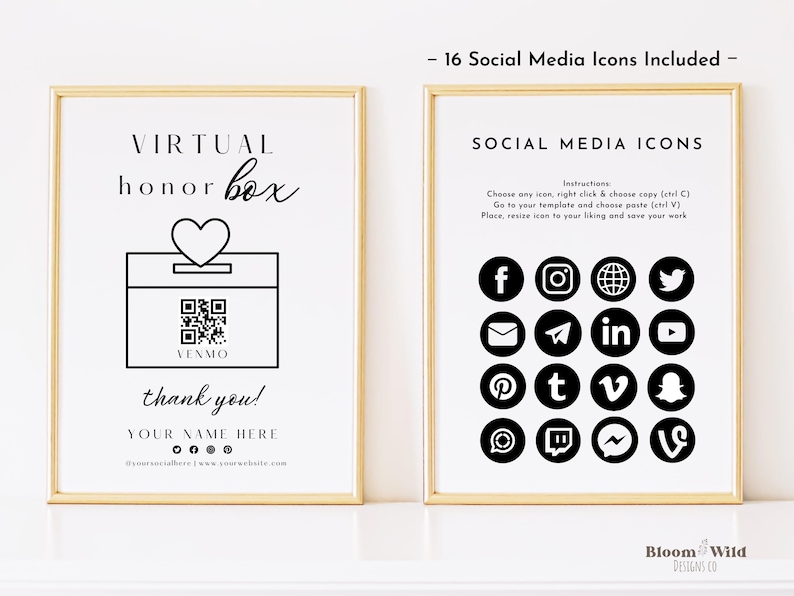 Virtual Honor Box, Charity Donation Venmo QR Code Sign, Printable ...