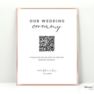 Qr Code Wedding Program Sign Canva, Wedding Ceremony Template QR Code ...