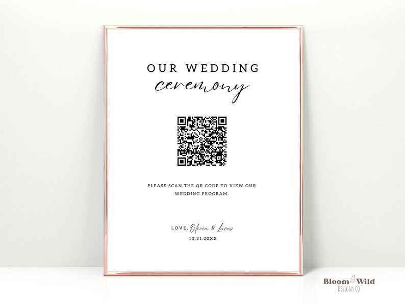 Qr Code Wedding Program Sign Canva, Wedding Ceremony Template QR Code ...