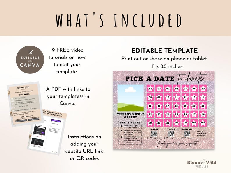 Cheer Fundraiser Template Canva, Pick A Date to Donate Calendar ...