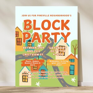 Neighborhood Block Party Invitation, Block Party Flyer Template, Block ...