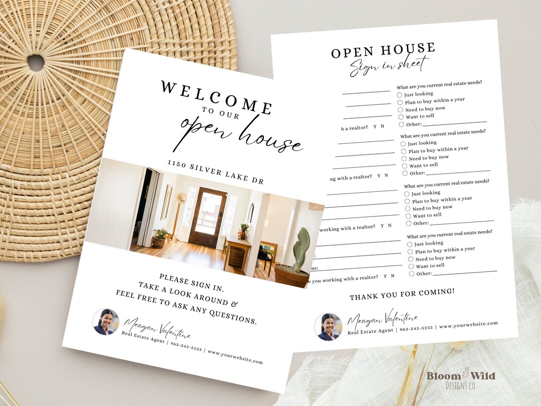 Open House Sign in Sheet Printable and Welcome to Our Open House Sign ...
