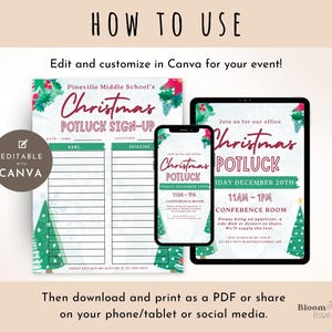 Christmas Potluck Sign in Sheet Editable, Potluck for Christmas Party ...