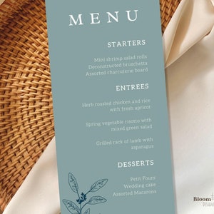 Blue Wedding Menu, Menu Template, Menu Card, Menu Cards, Rustic Wedding ...