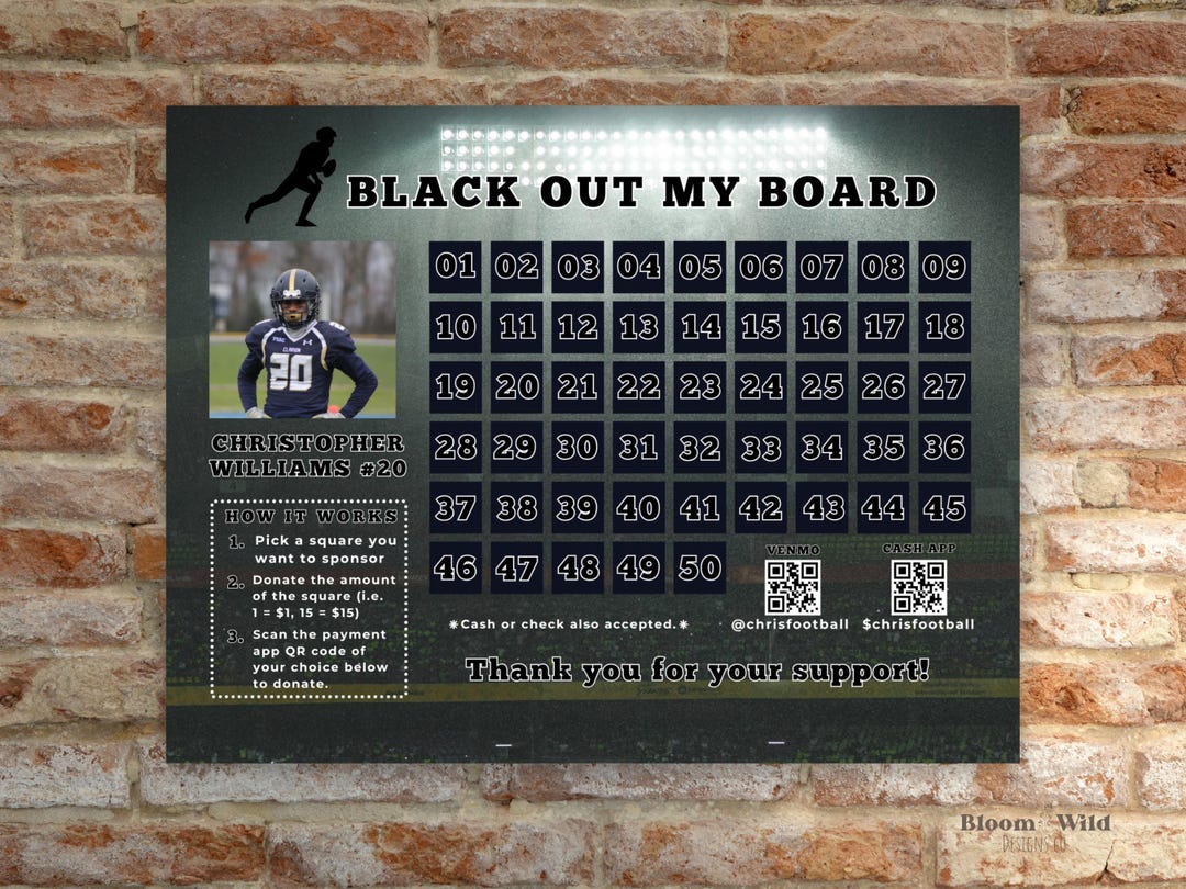 Football Squares Fundraiser, Football Fundraiser Template, Pick A Day ...