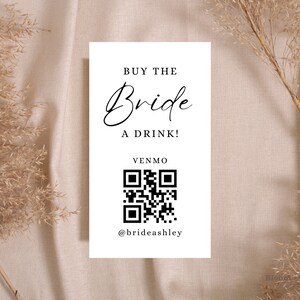 Minimalist Buy the Bride a Drink Template, Venmo Bachelorette Canva, QR ...