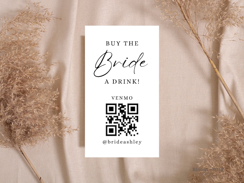 Minimalist Buy the Bride a Drink Template, Venmo Bachelorette Canva, QR ...