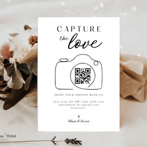 Capture the Love Sign Template, QR Code for Photo Sharing, Minimalist ...
