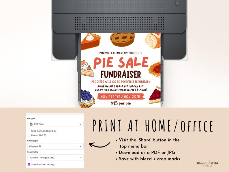 Pie Fundraiser and Order Form Template, Thanksgiving Pie Sale Flyer ...