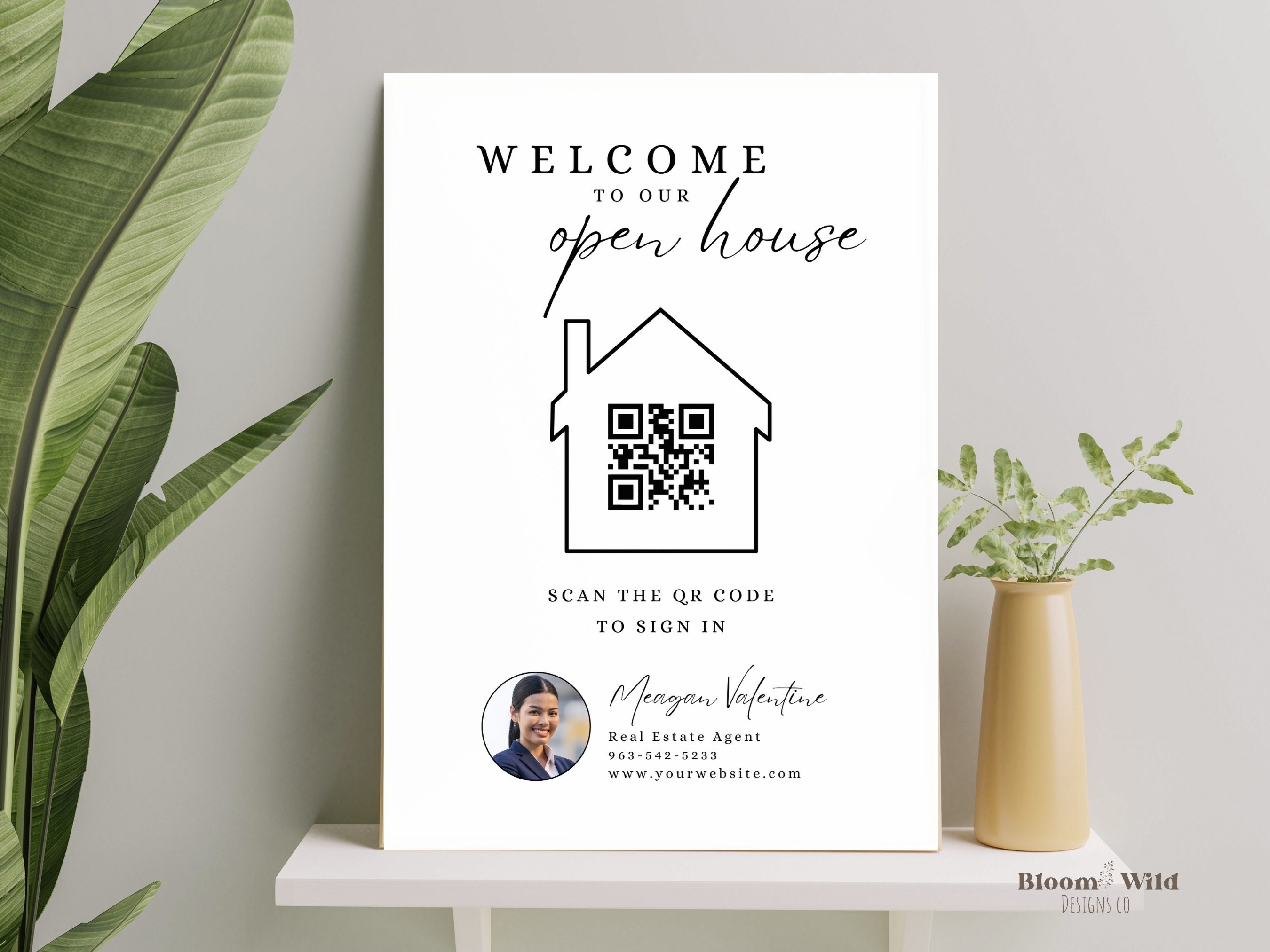 Real Estate Open House Sign in With Qr Code, Open House Welcome Sign ...