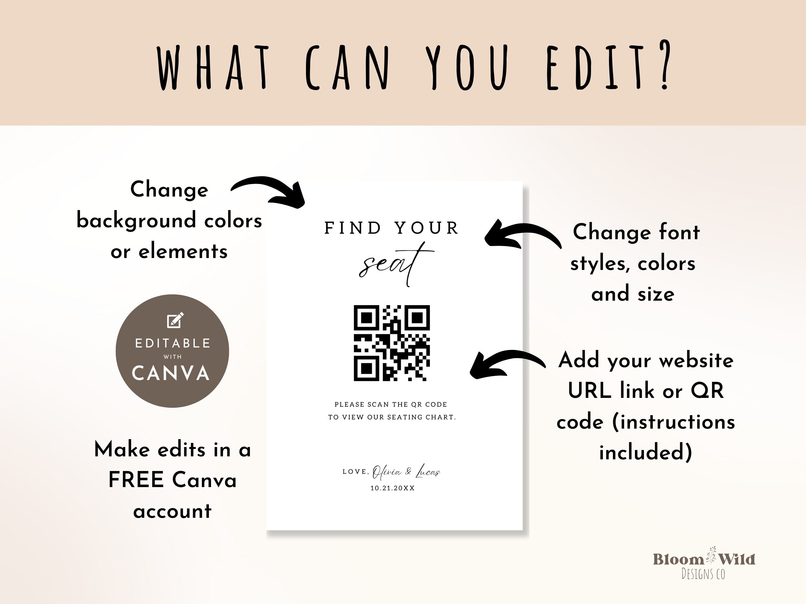 Digital Seating Chart With Qr Code Template, Qr Code for Wedding ...