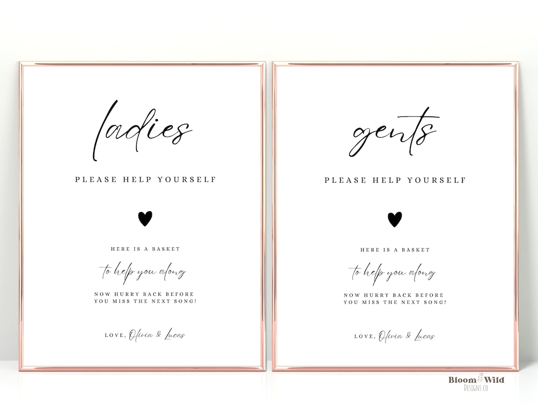 Wedding Bathroom Sign Template, Sign for Wedding Bathroom Basket ...