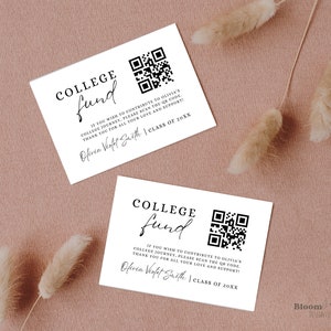 Graduation Party Invitation Insert, Graduation QR Code, College Fund ...